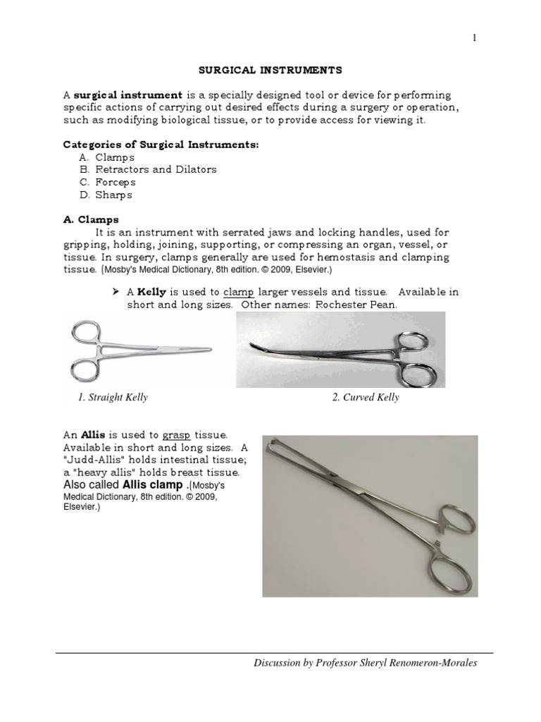 Surgical Instruments And Their Names