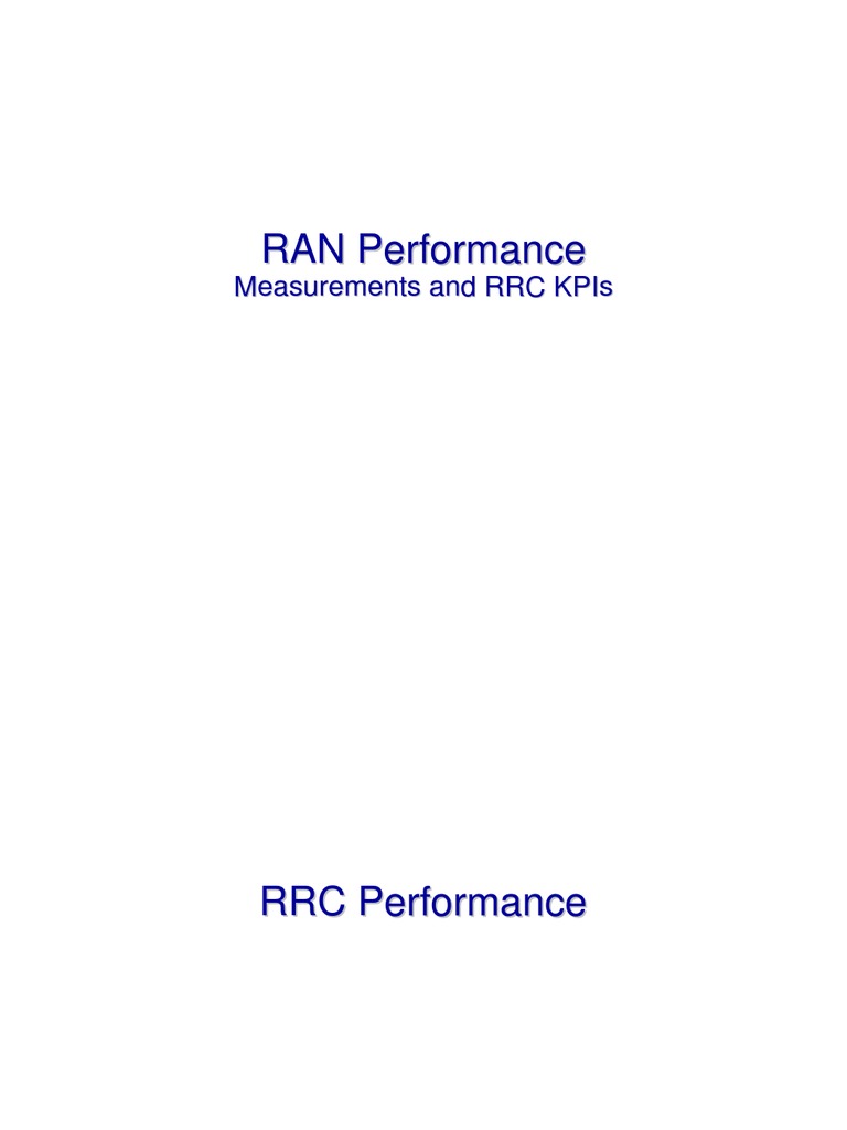 RAN Performance and RRC KPIs Overview | PDF
