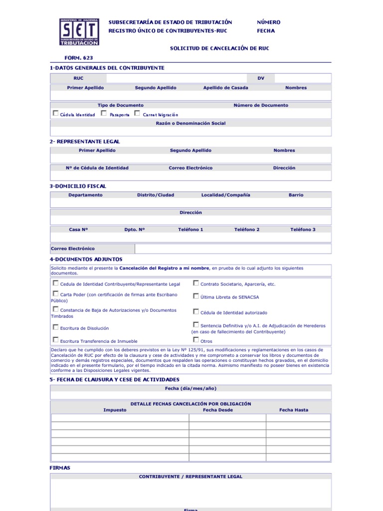 Formulario 623 | PDF | Gobierno