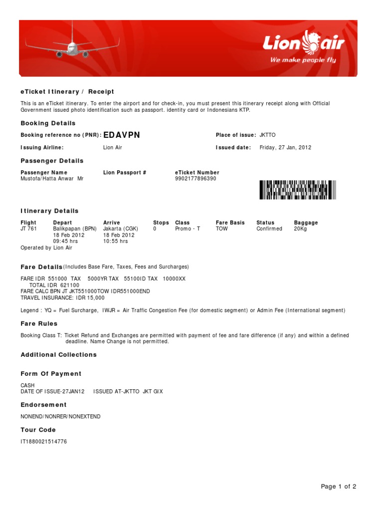 contoh booking tiket | Ticket (Admission) | Fee