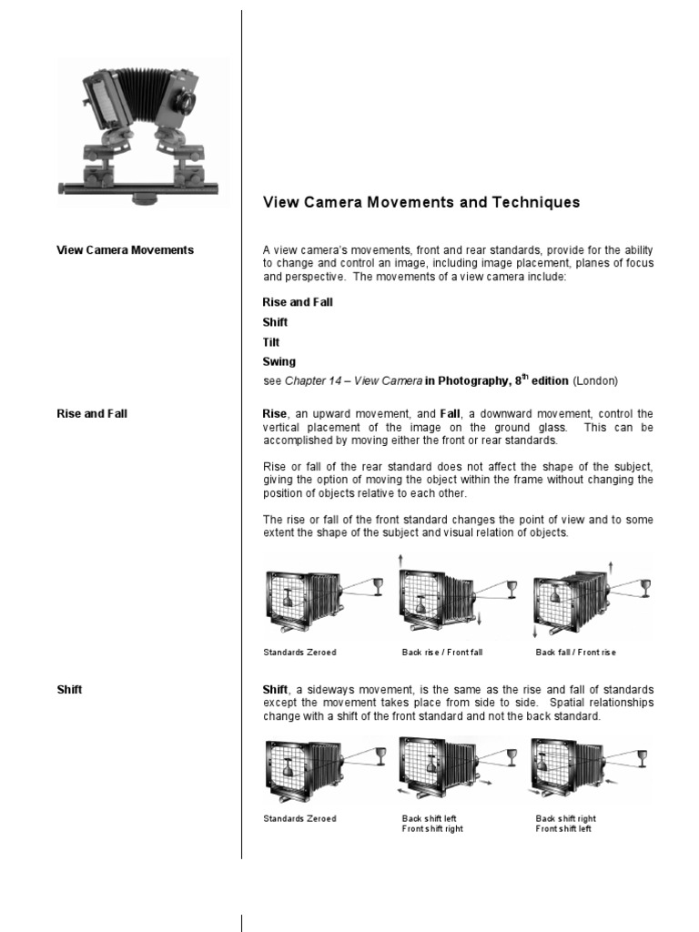 View Camera Movements | PDF | Exposure (Photography) | Camera