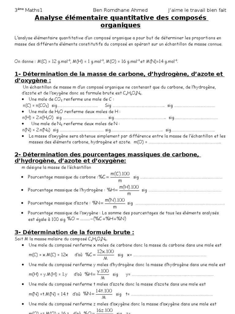 Formule Brute | PDF | Oxygène | Concentration molaire