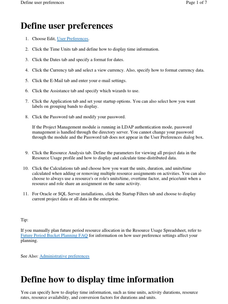 Setting User Preferences | PDF | Email | Spreadsheet