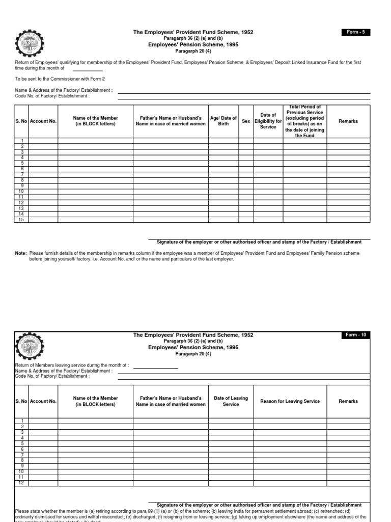 PF Form No 12a, 10,5 | PDF
