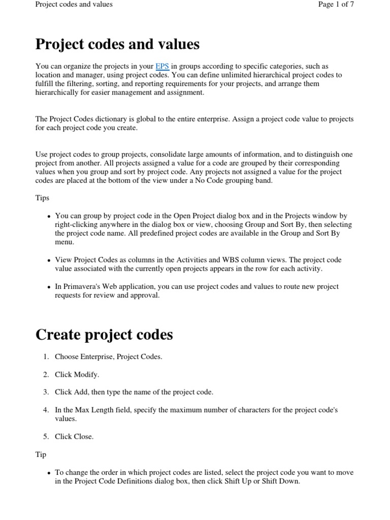 Project Codes and Values | PDF | World Wide Web | Internet & Web