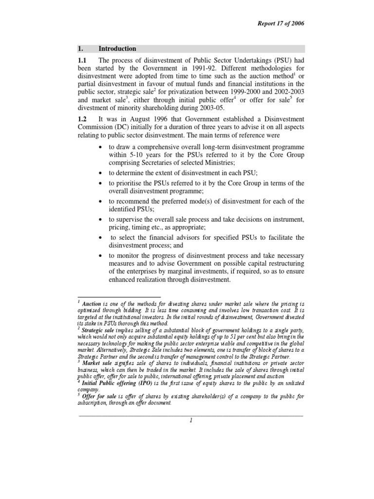 For Privatization Between 1999-2000 and 2002-2003: Report 17 of 2006 ...