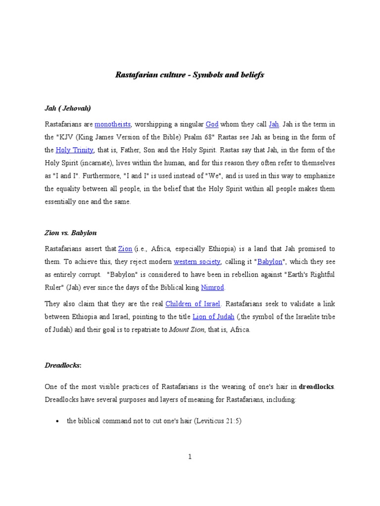 Rastafarian Culture - Symbols and Beliefs | PDF | Religious Behaviour ...