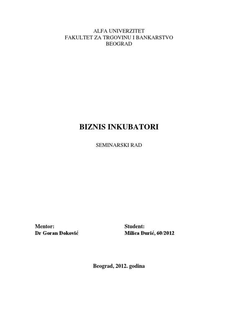 Biznis Inkubatori | PDF