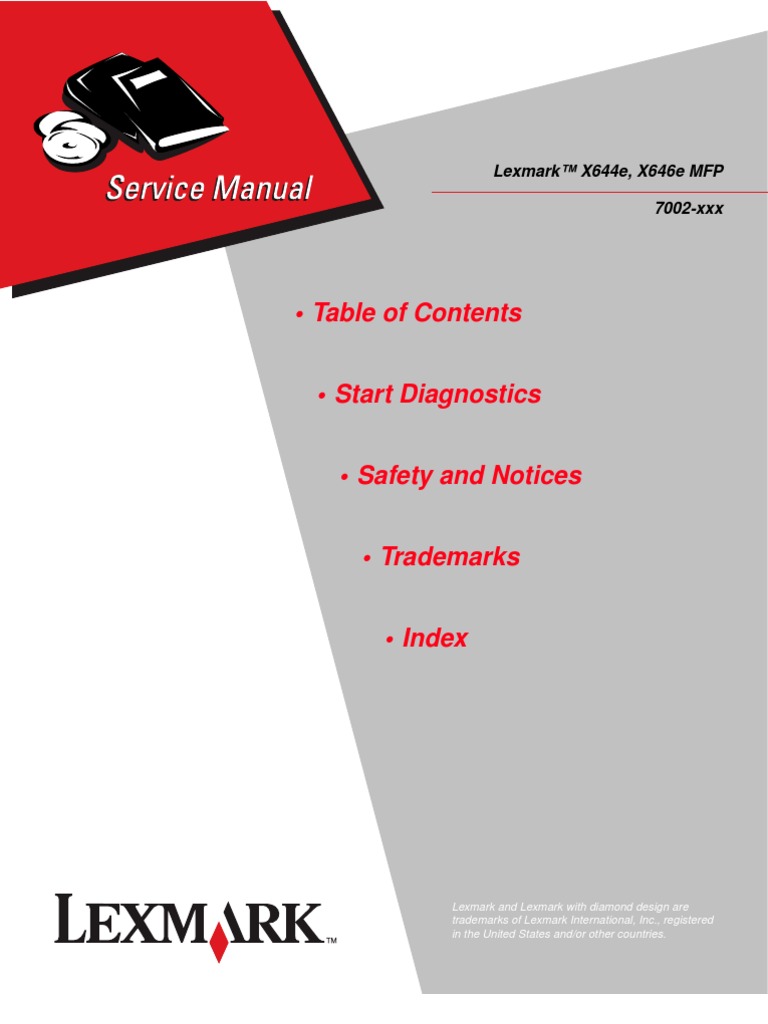 Manual de Serviço Lexmark X644/x646e | PDF | Image Scanner | Equipment