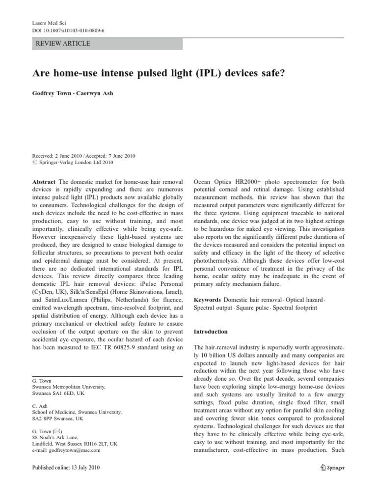 Are Home-Use Intense Pulsed Light (IPL) Devices Safe - G Town & C Ash ...