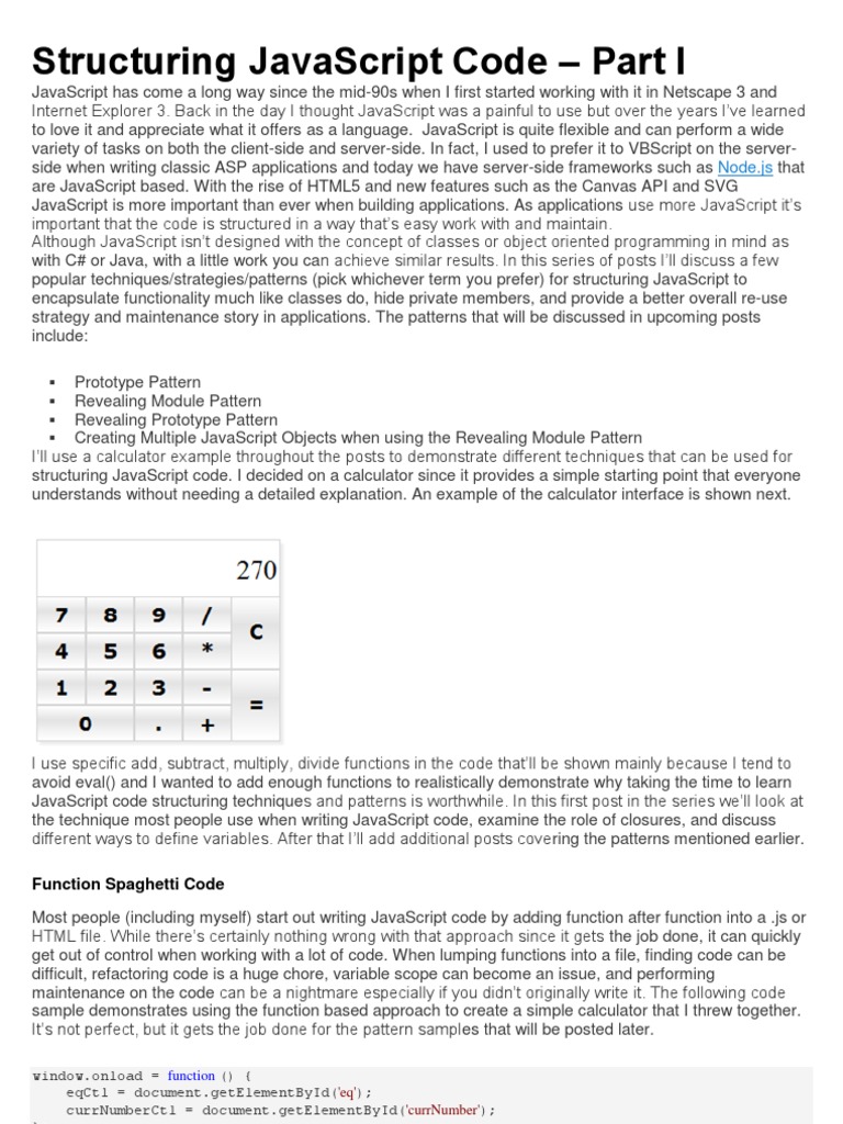 Structuring JavaScript Code | PDF | Java Script | Scope (Computer Science)