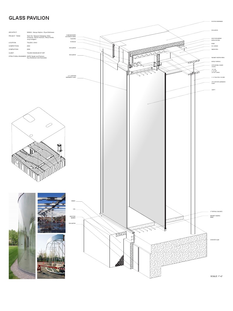 Toledo Glass Pavilion Wall Detail Section | Wall | Framing (Construction)
