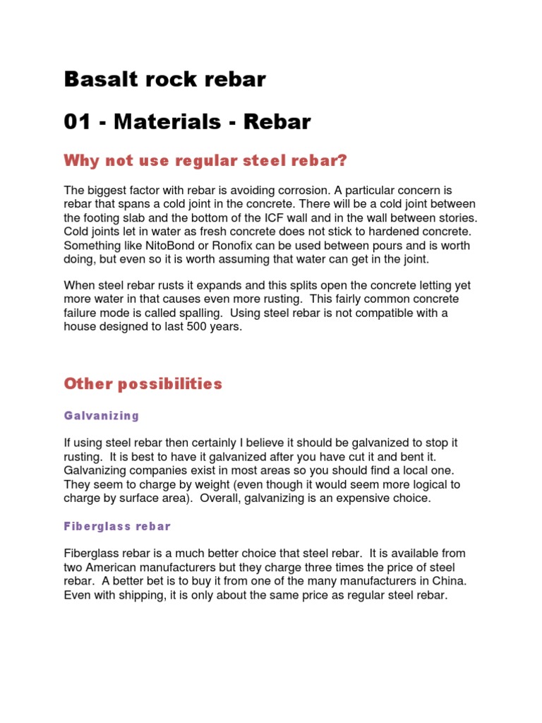 Basalt Rock Rebar 01 - Materials - Rebar: Why Not Use Regular Steel ...
