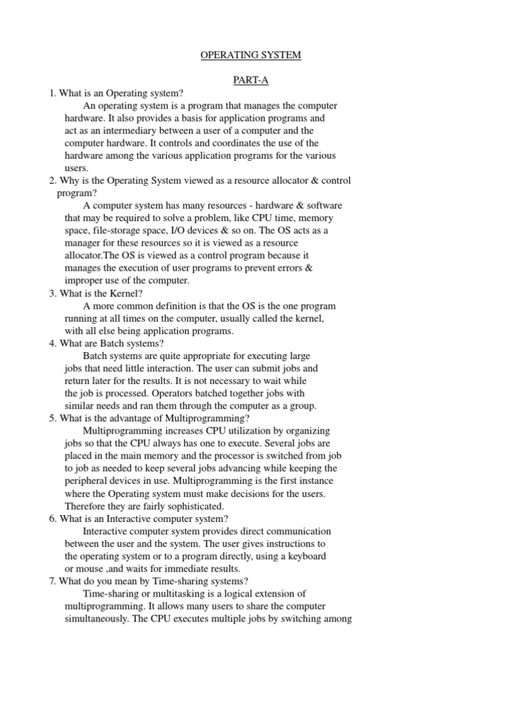 Operating System Question and Answers | PDF