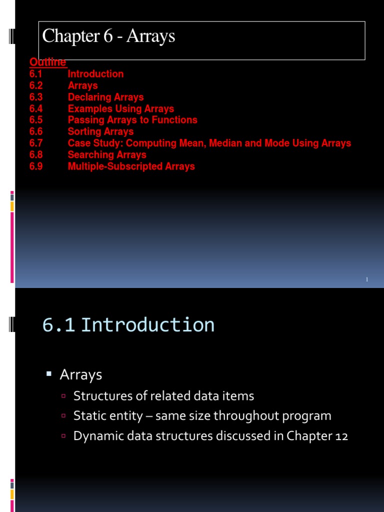 Chapter 6 - Arrays: Outline | PDF | Pointer (Computer Programming ...