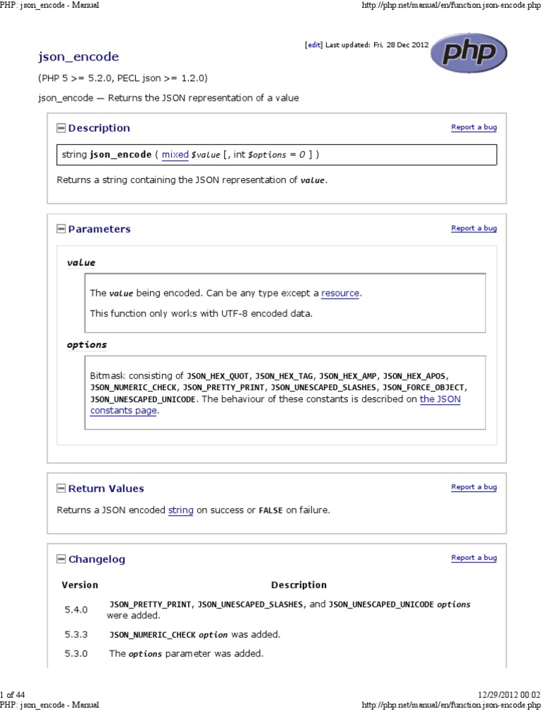 Php Json Encoding Manual Pdf Json Php