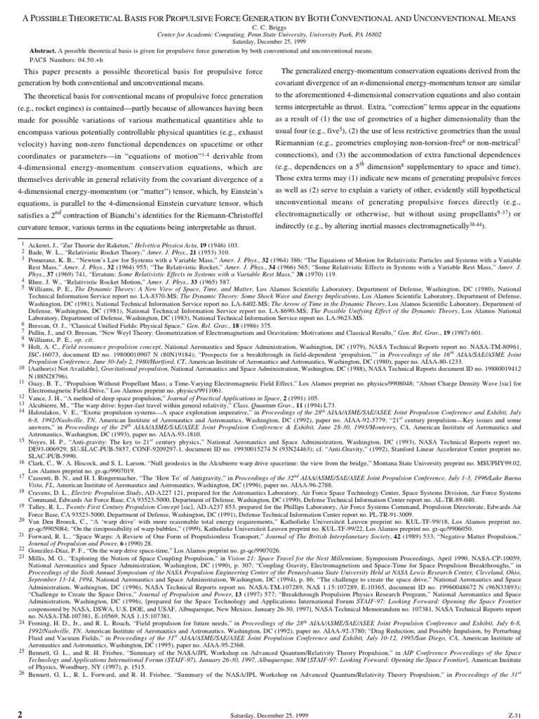 Theoretical Basis For Propulsive Force Generation | PDF | General Relativity | Theoretical Physics
