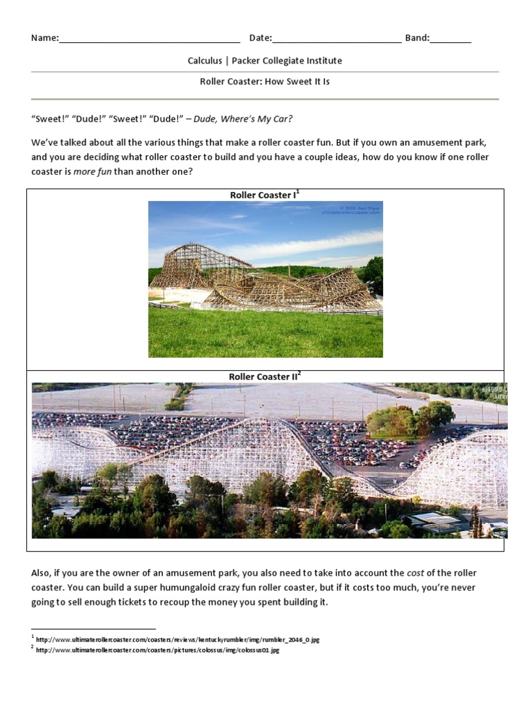 Roller Coaster Initial Sheet | PDF | Teaching Mathematics | Nature