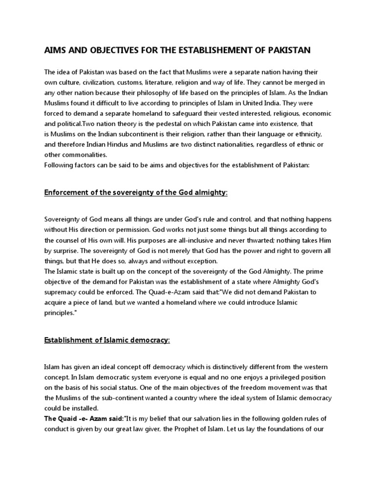 Aims and Objectives For The Establishement of | PDF | Government ...