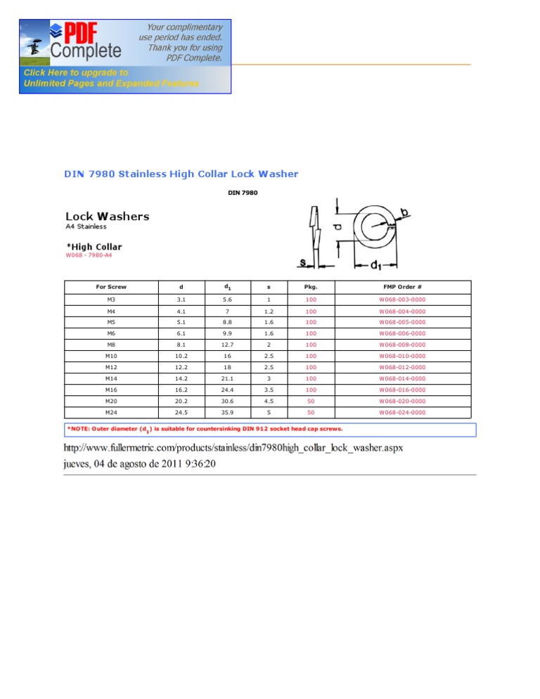 DIN 7980 Stainless Lock Washers | PDF | Technology & Engineering