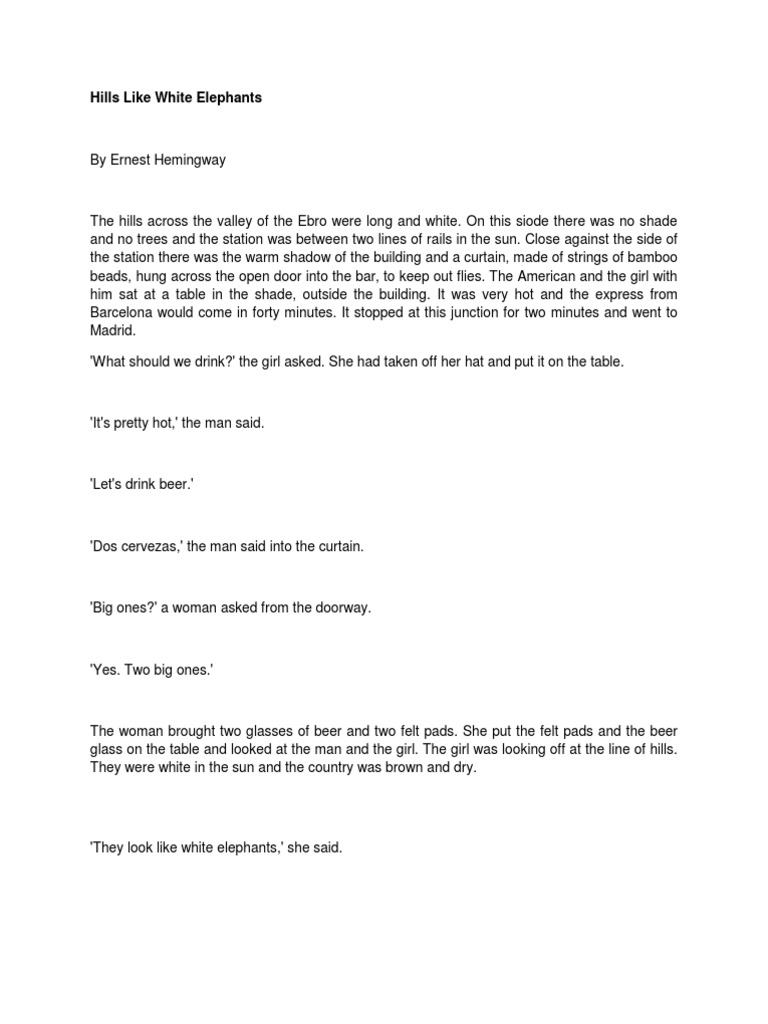 Hills Like White Elephant | PDF | Leisure