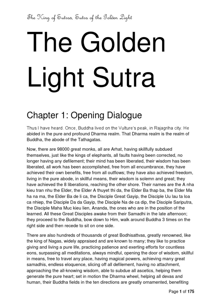 Sutra of Golden Light | PDF | Buddhahood | Bodhisattva
