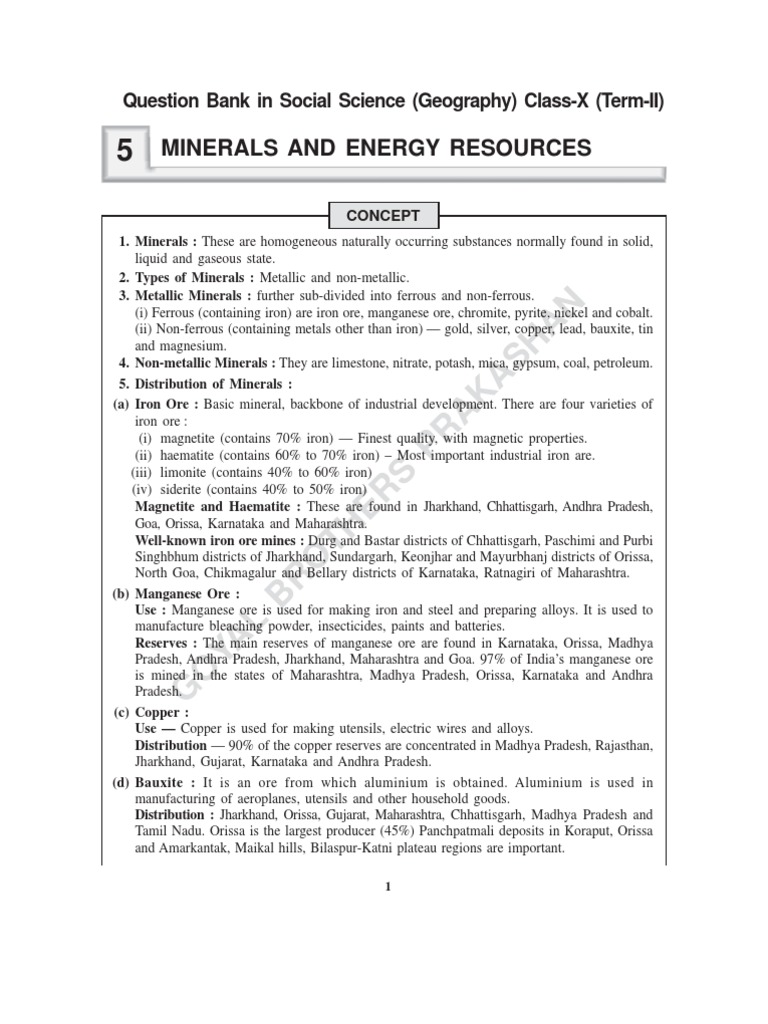 Minerals and Energy Resources | PDF | Iron Ore | Rock (Geology)