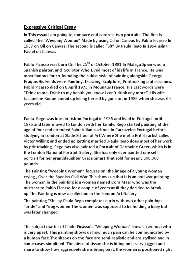 Expressive Critical Essay | PDF | Pablo Picasso | Paintings