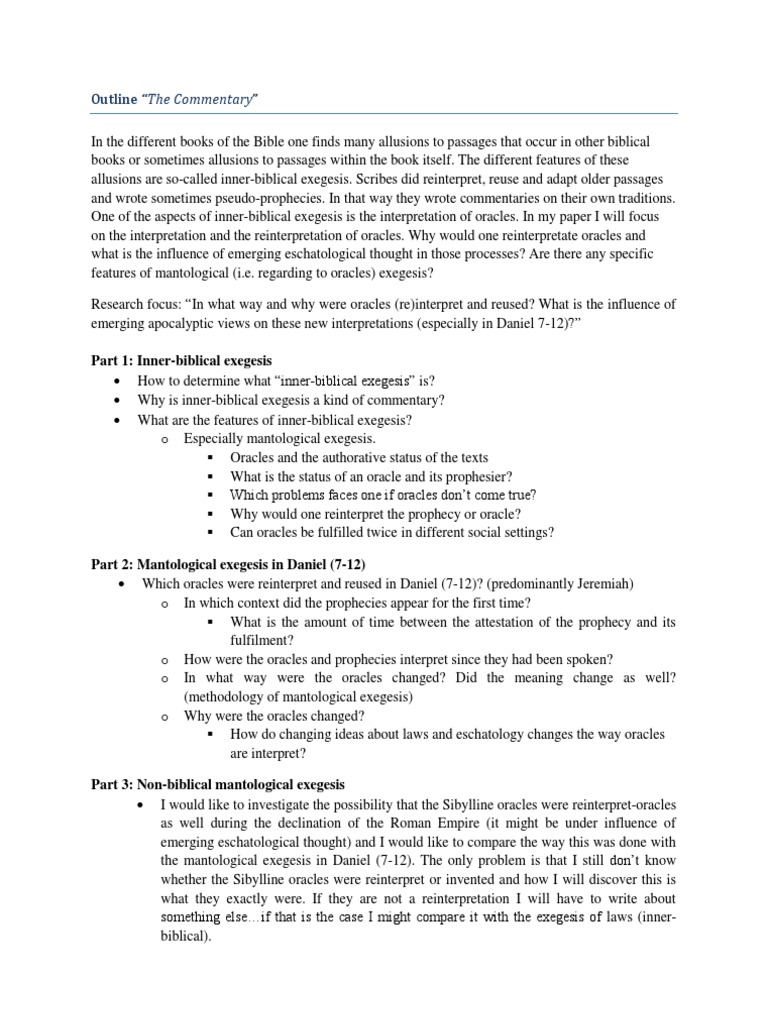 Outline Paper | PDF | Exegesis | Book Of Daniel