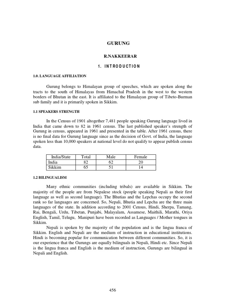Linguistic Analysis of the Gurung Language | PDF | Grammatical Gender ...