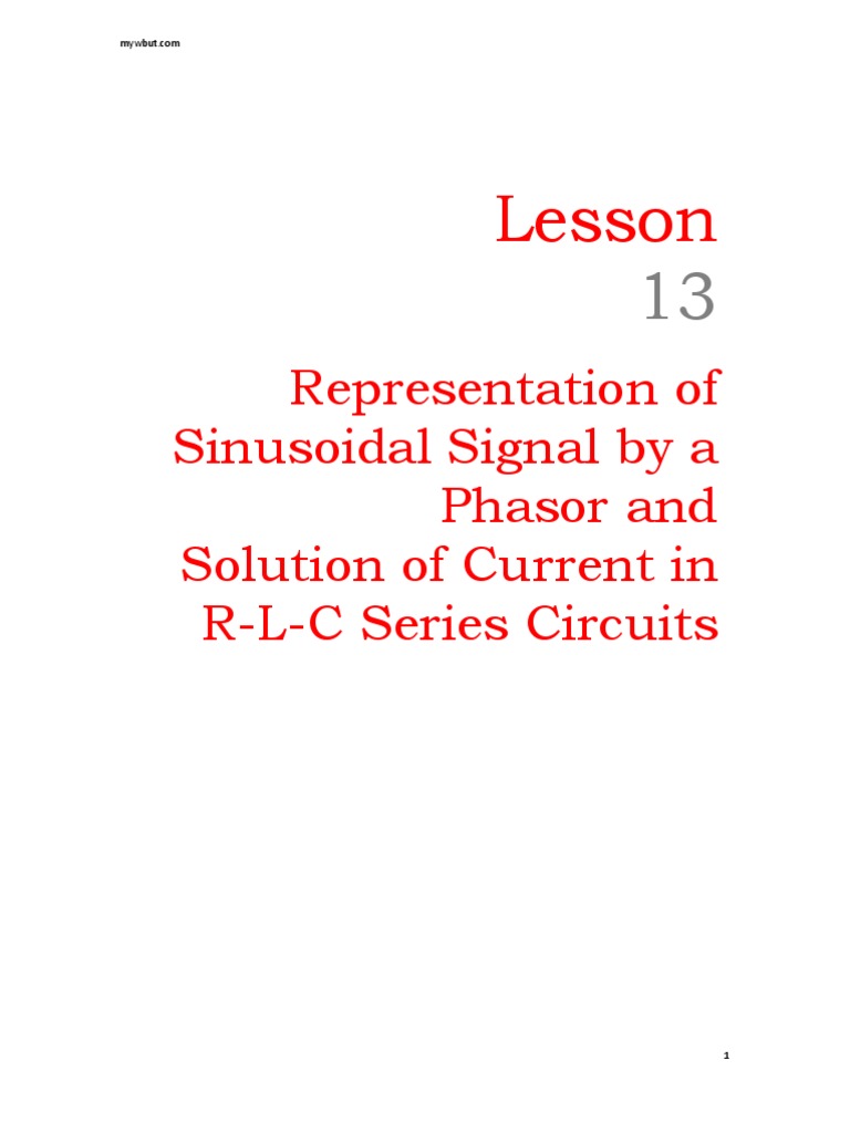 Representing Sinusoidal Signals Through Phasor Algebra | PDF | Complex ...