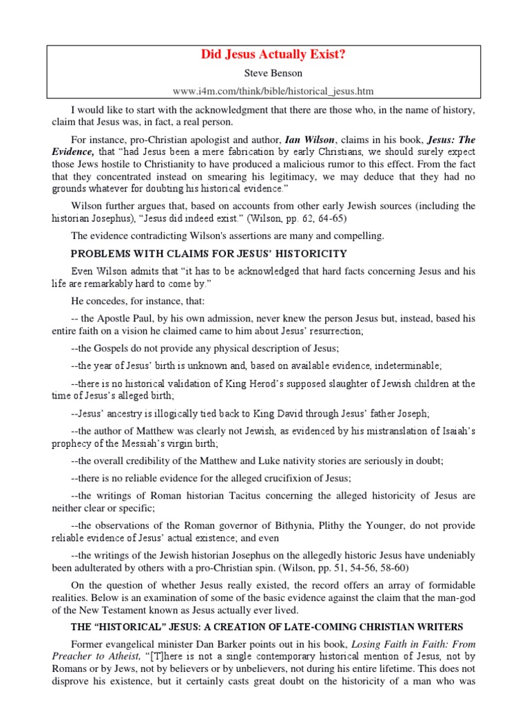 Examining Jesus' Historicity Claims | PDF | Gospels | Gospel Of Mark