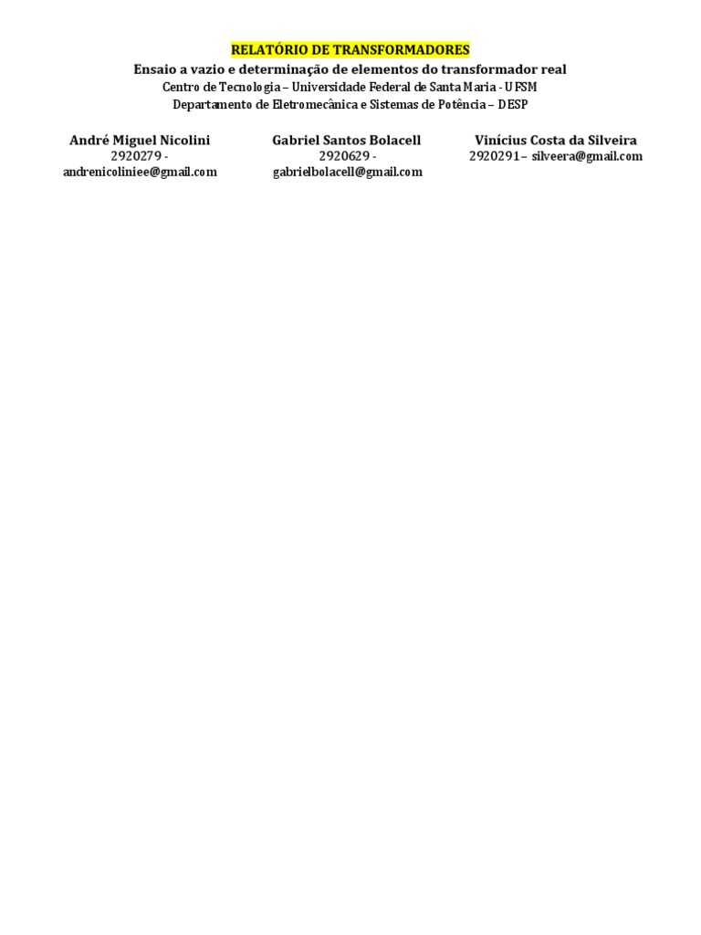 Relação de Transformação de Transformadores | PDF | Transformador ...