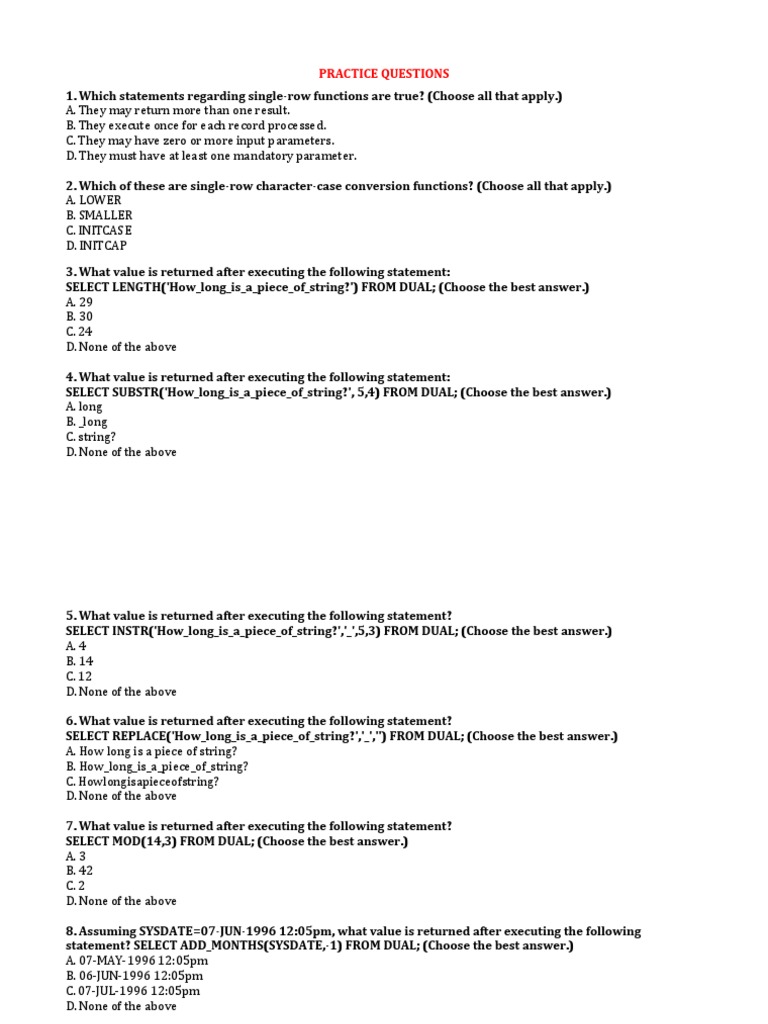 Single Row Functions Pdf String Computer Science Parameter Computer Programming 6516