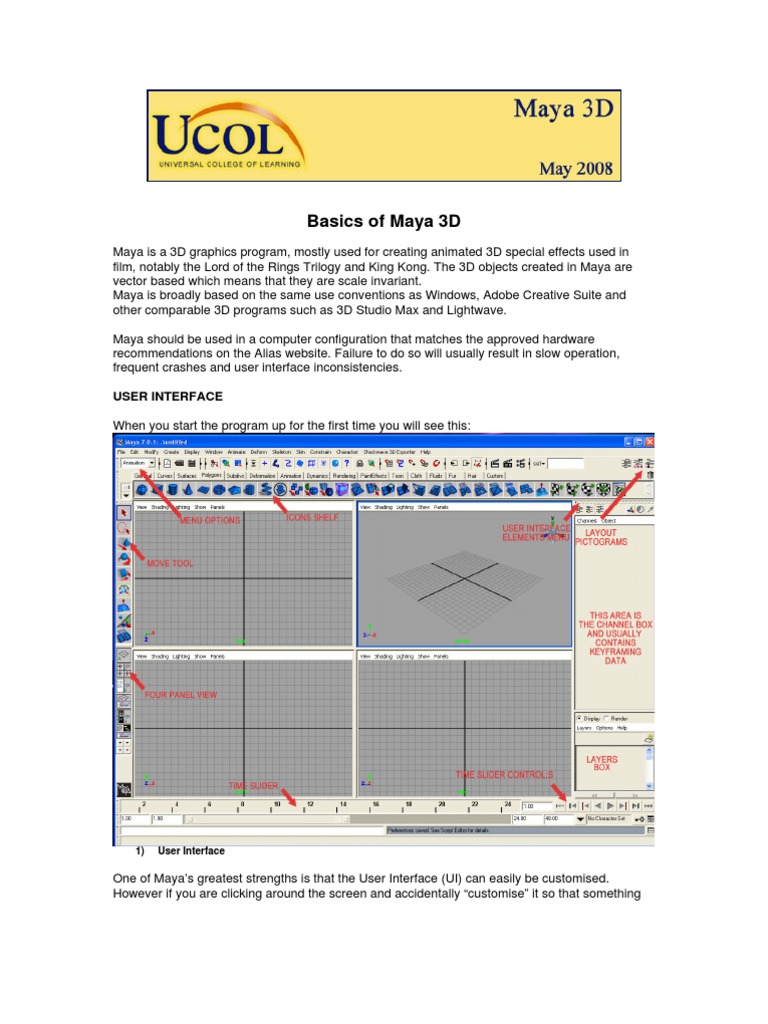 Basics of Maya 3D | PDF | 3 D Computer Graphics | Button (Computing)