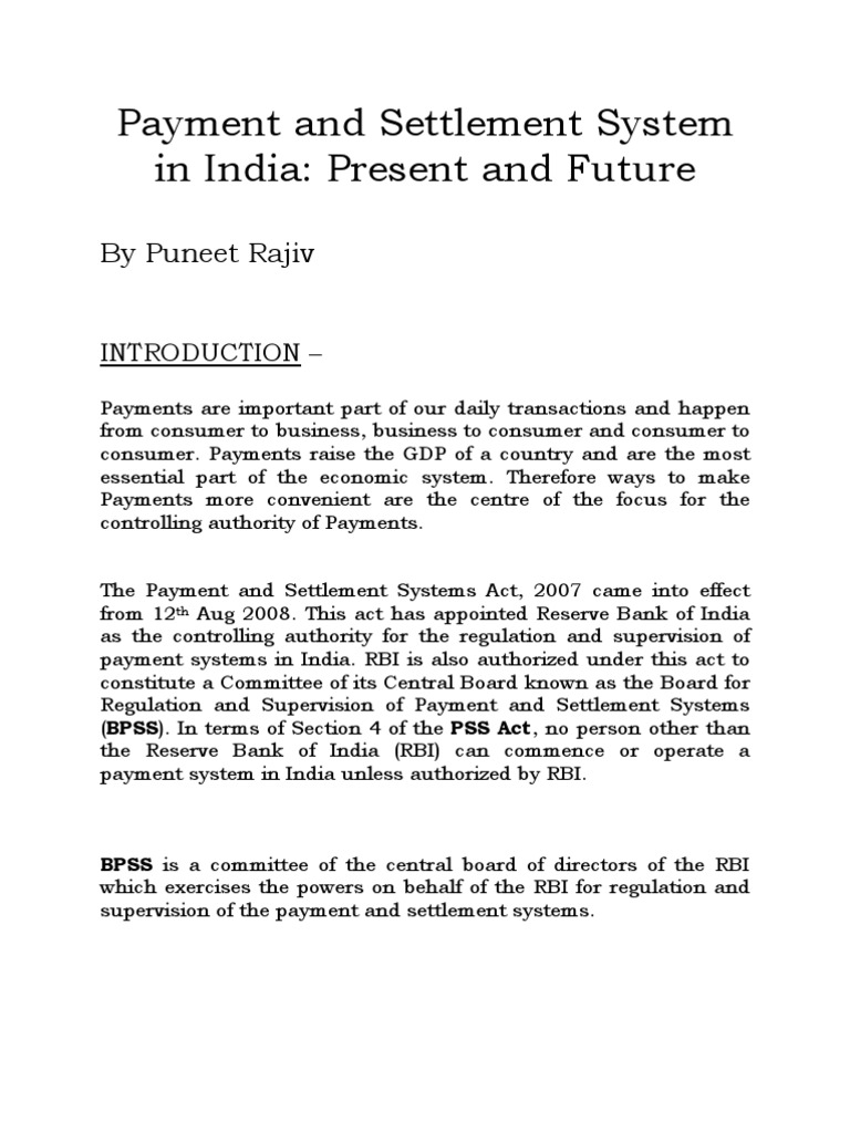 Payment and Settlement Systems in India | PDF | Banking | Money