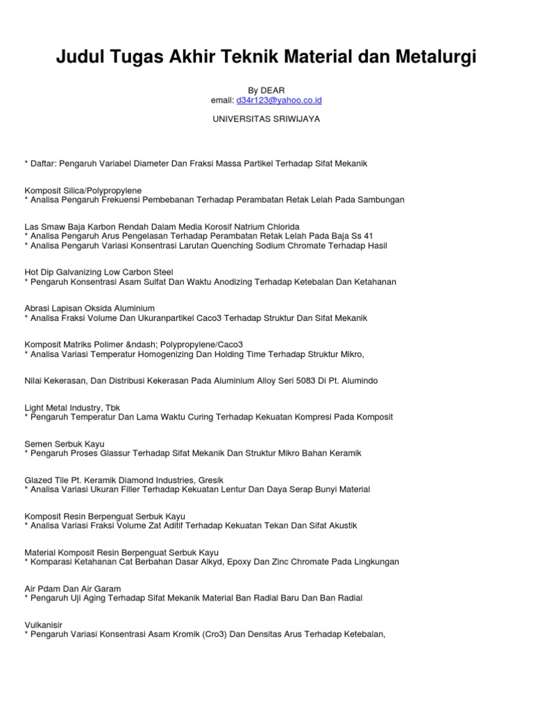Teknik Material Dan Metalurgi | PDF
