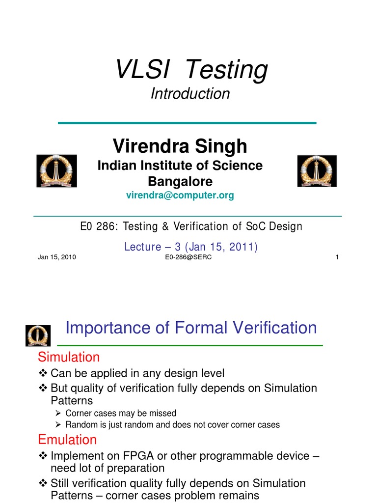 VLSI Testing: Virendra Singh | PDF | Formal Verification | Systems Science