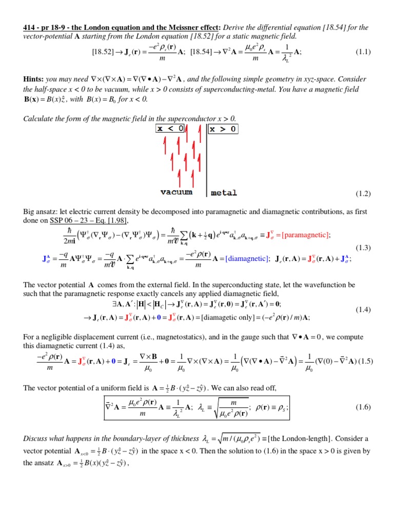 414 - PR 18-9 - The London Equation and The Meissner Effect | PDF ...