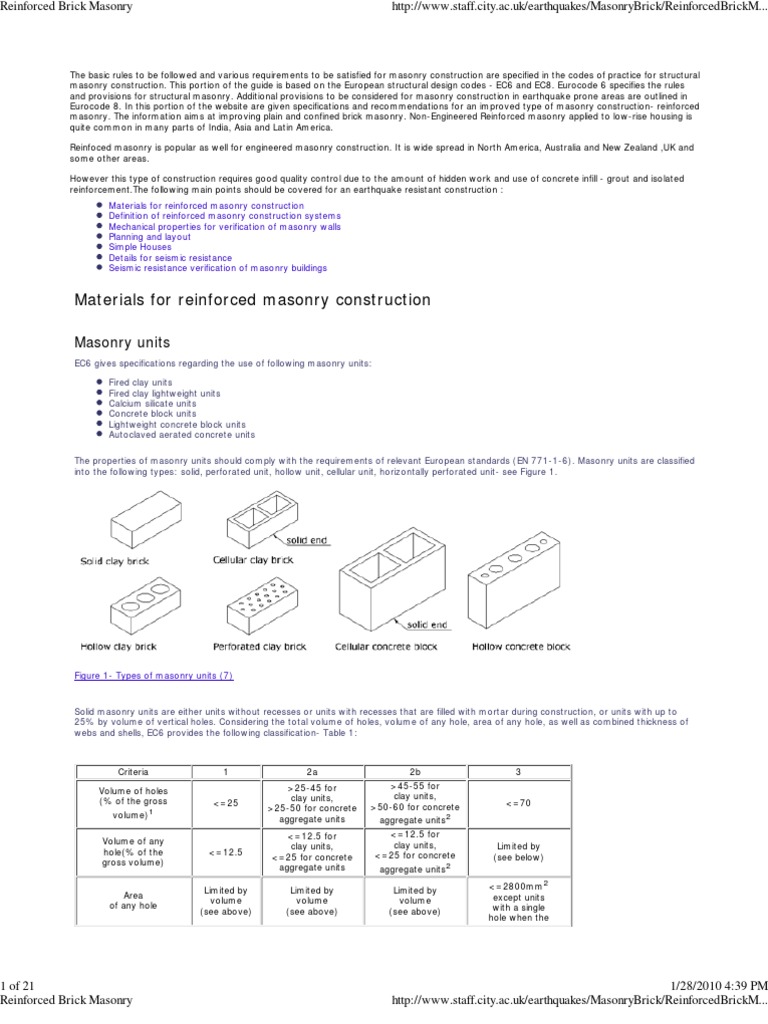 Reinforced Brick Masonry | PDF | Masonry | Earthquake Engineering