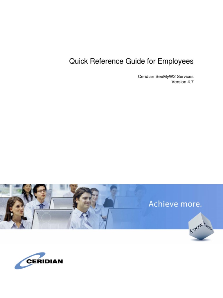 SeeMyW2 Employee Quick Reference Guide | Download Free PDF | Irs Tax ...