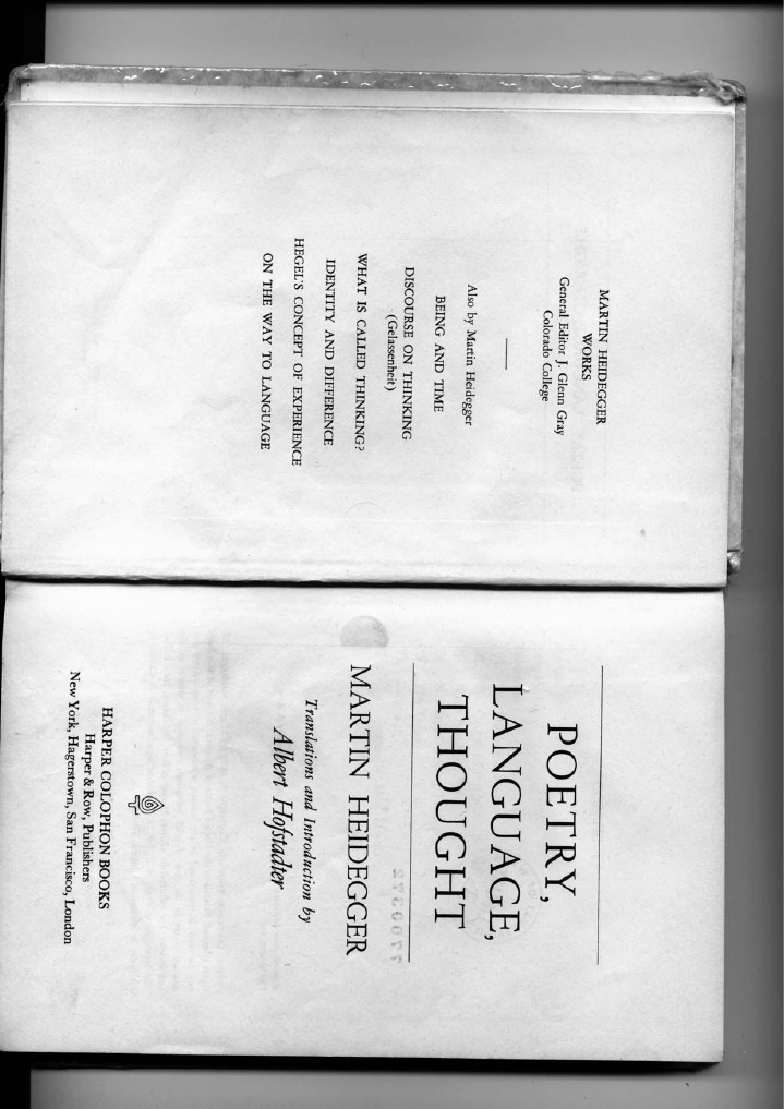 Heidegger Poetry Language Thought | PDF