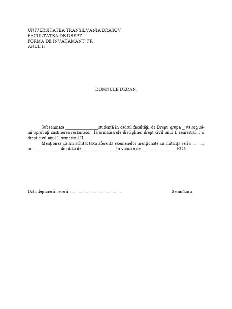 Model Cerere Restante | PDF