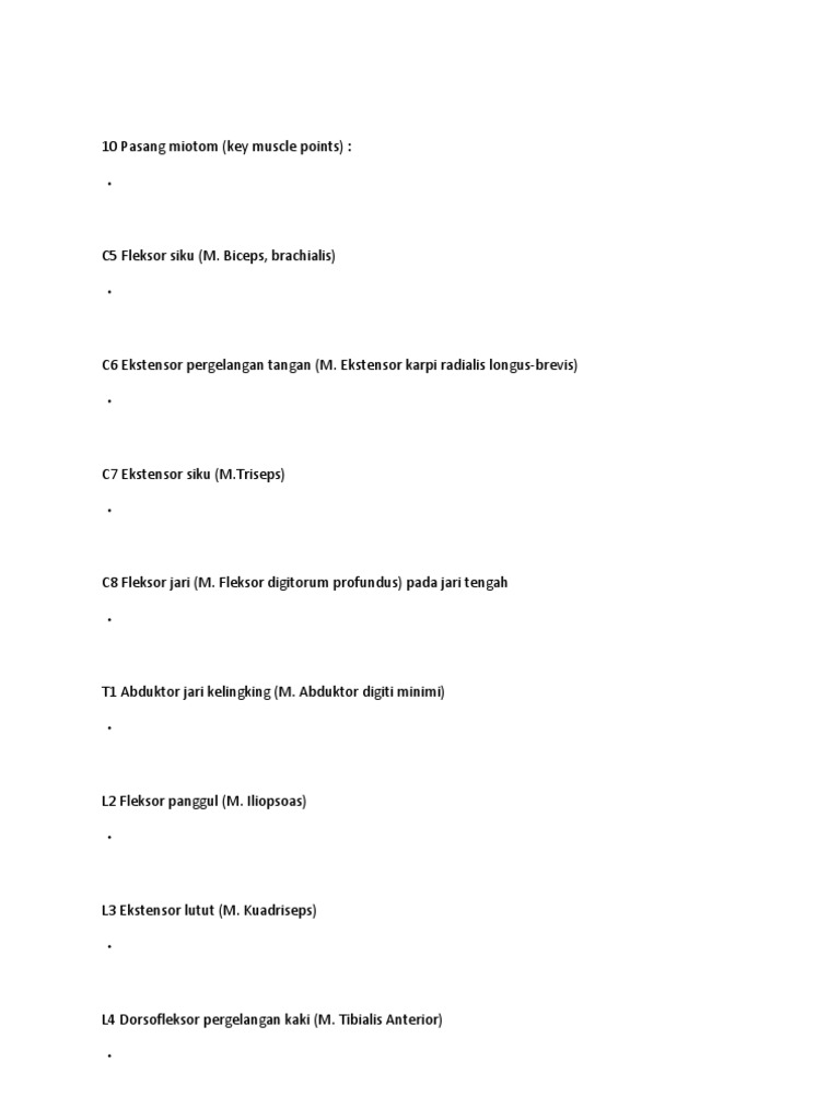 10 Pasang Miotom Dan 28 Dermatom | PDF | Olahraga & Rekreasi