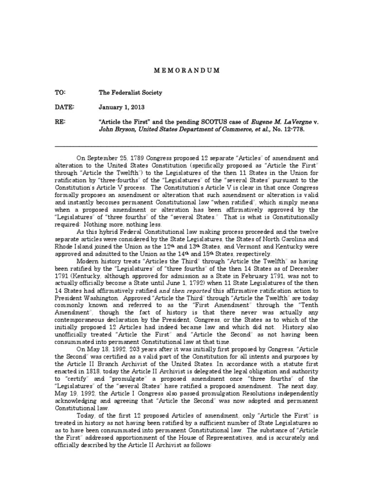 Federalist Memo | PDF | First Amendment To The United States ...