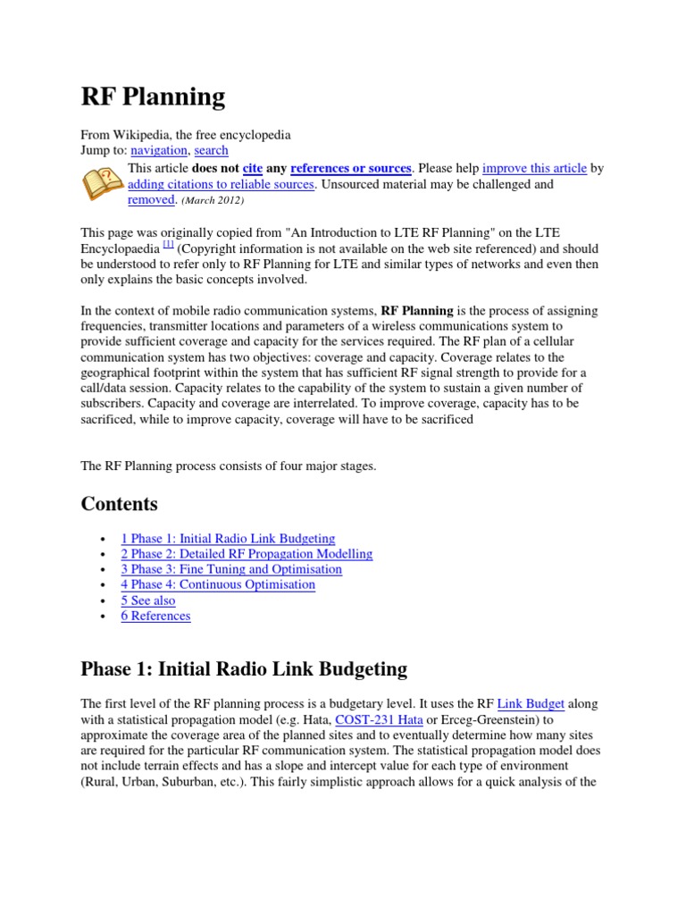 RF Planning Document | PDF | Radio Frequency | Radio Propagation