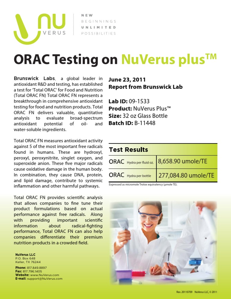 NuVerus Plus ORAC | PDF | Science & Mathematics