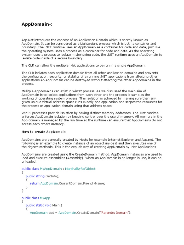 Appdomain-:: How To Create Appdomain | PDF | Domain Name | Runtime System