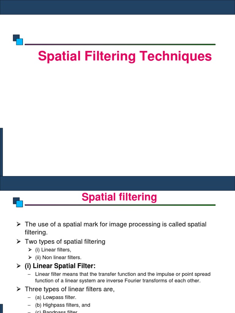 Spatial Filtering Techniques | PDF | Median | Filter (Signal Processing)