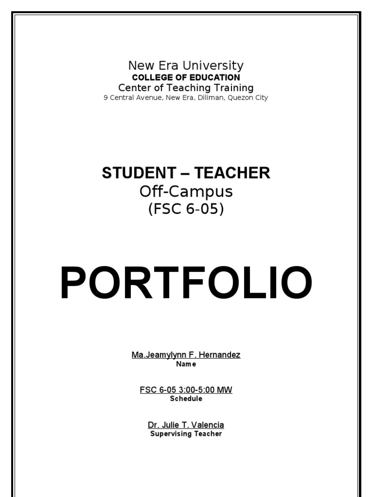 Student-Teacher Portfolio Overview | PDF